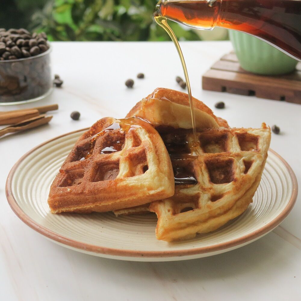 Simple Classic Waffle Recipe with Homemade Coffee Syrup